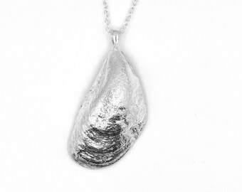 Sterling Silver Mussel Shell Necklace, Sterling Necklace, Silver Shell ...