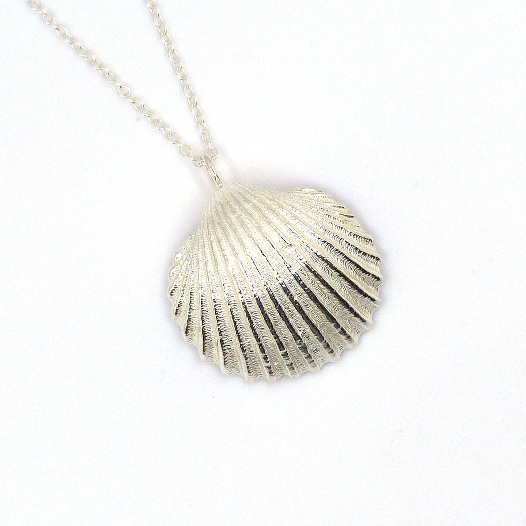 Sterling Silver Sea Shell Pendant, Necklace, Silver Seashell, Cast ...