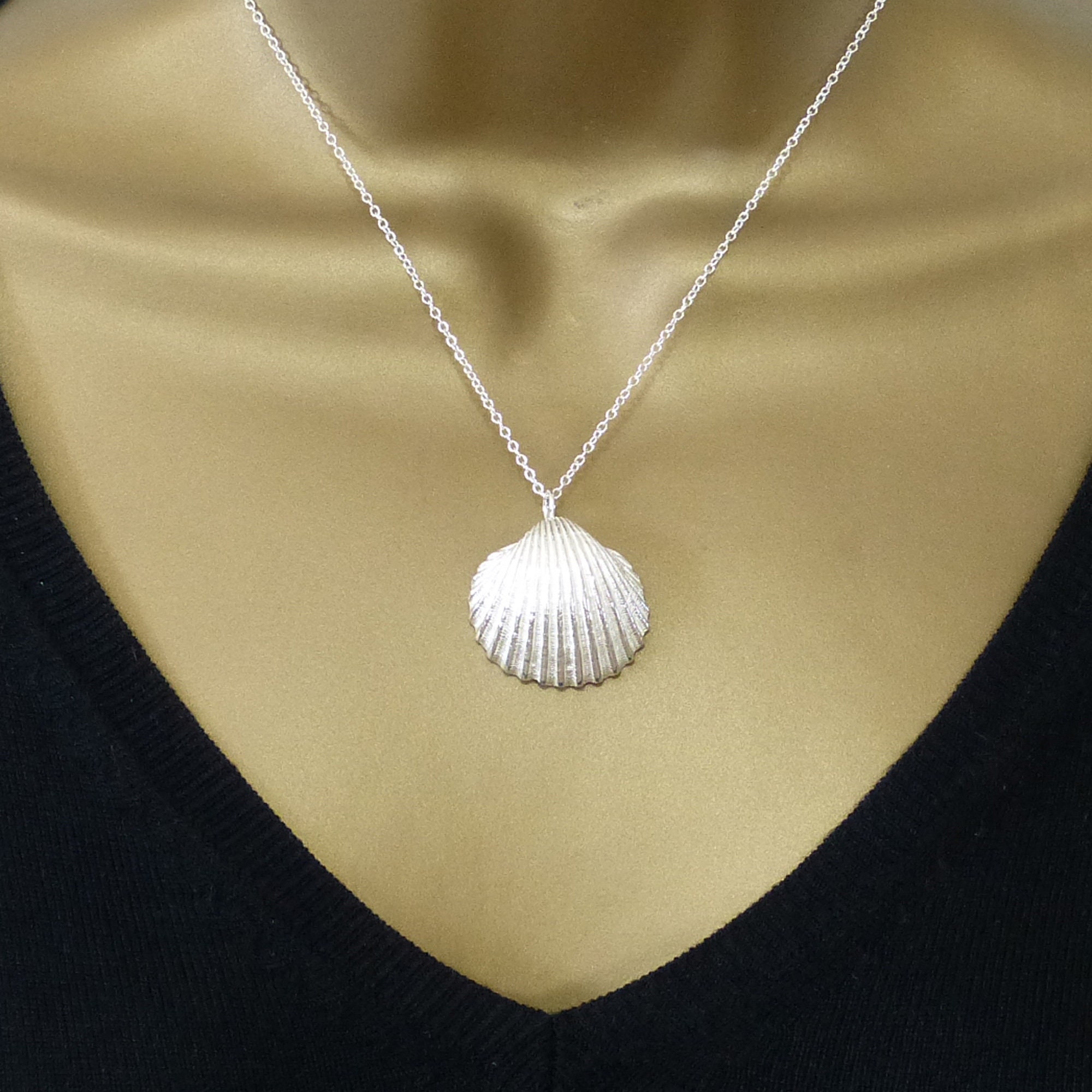 Sterling Silver Sea Shell Pendant, Necklace, Silver Seashell, Cast ...