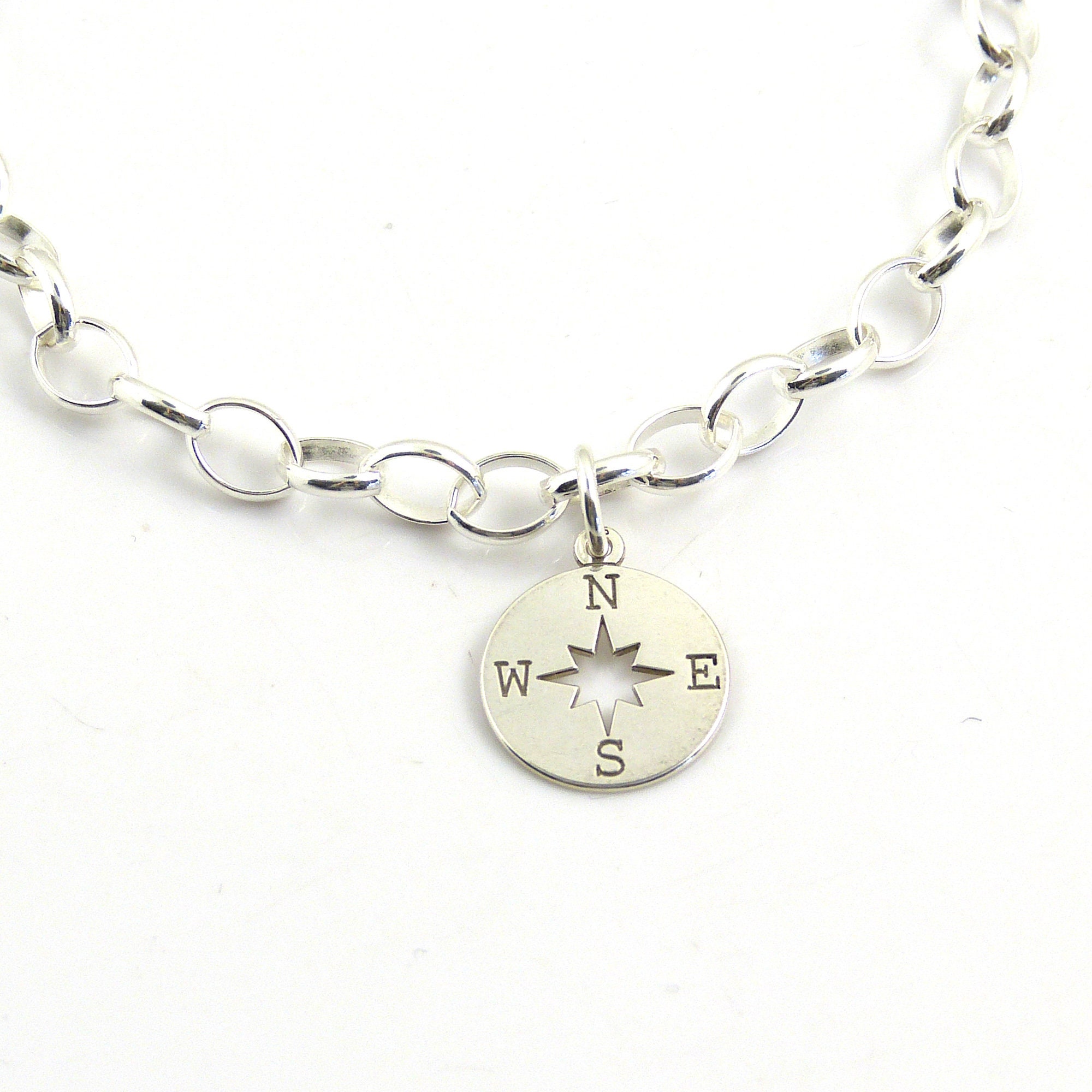 Sterling Silver Compass Bracelet Nautical Jewellery the - Etsy