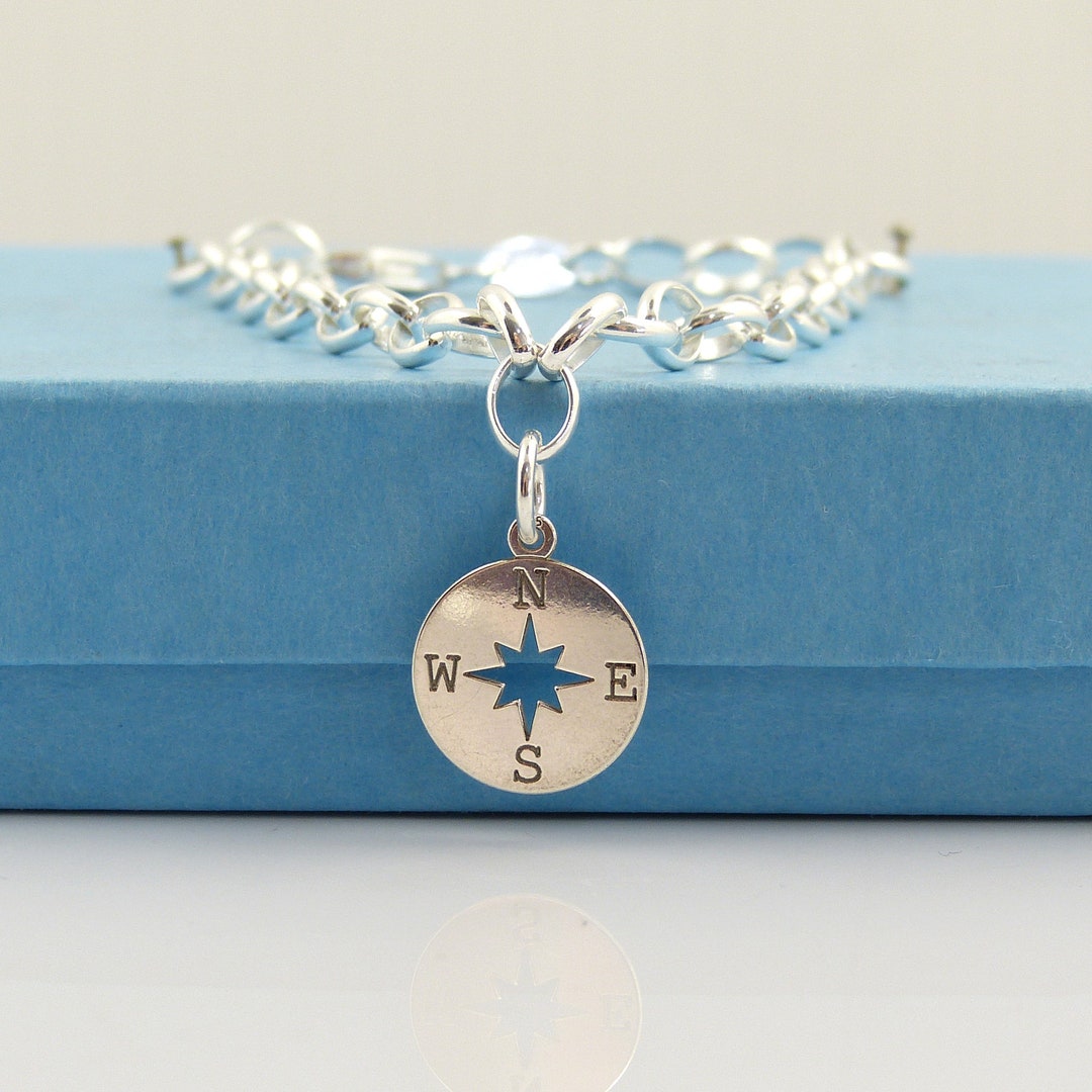 Sterling Silver Compass Bracelet, Nautical Jewellery, the Strandline - Etsy