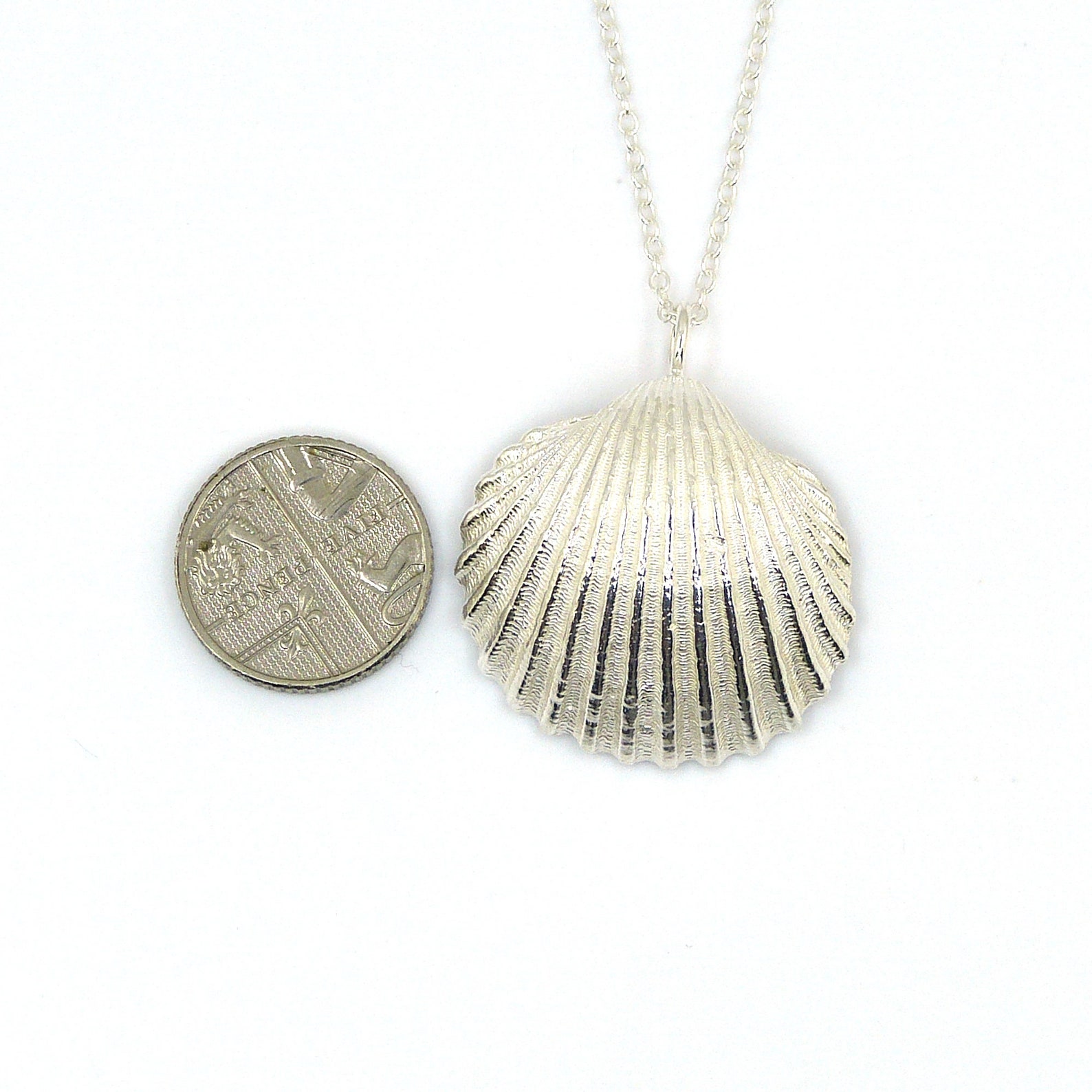 Sterling Silver Sea Shell Pendant, Necklace, Silver Seashell, Cast ...