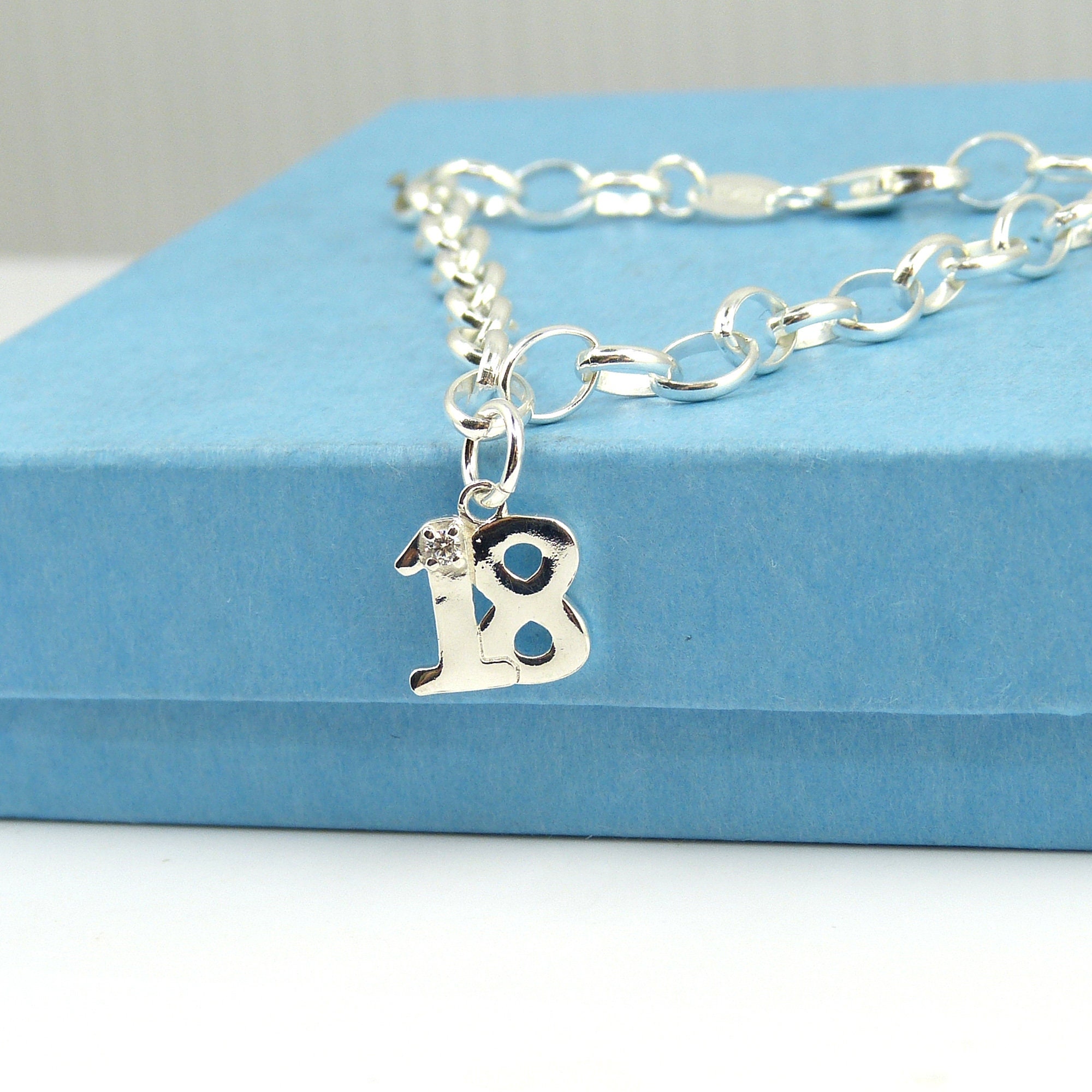 18th Birthday Gift Silver 18 Bracelet Sterling Silver 18 - Etsy