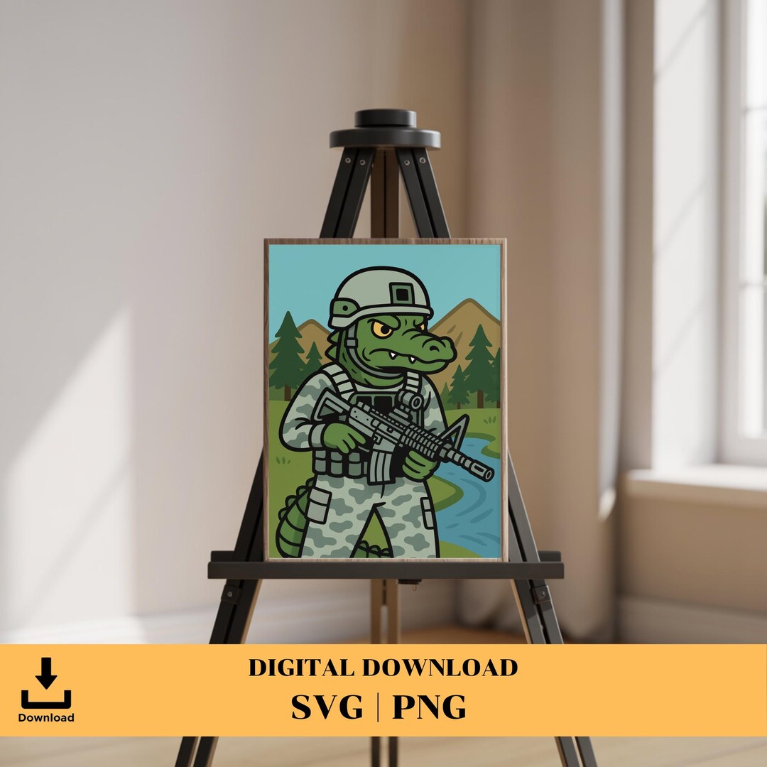 Military Crocodile SVG: Tactical Alligator Clipart for T-shirts ...