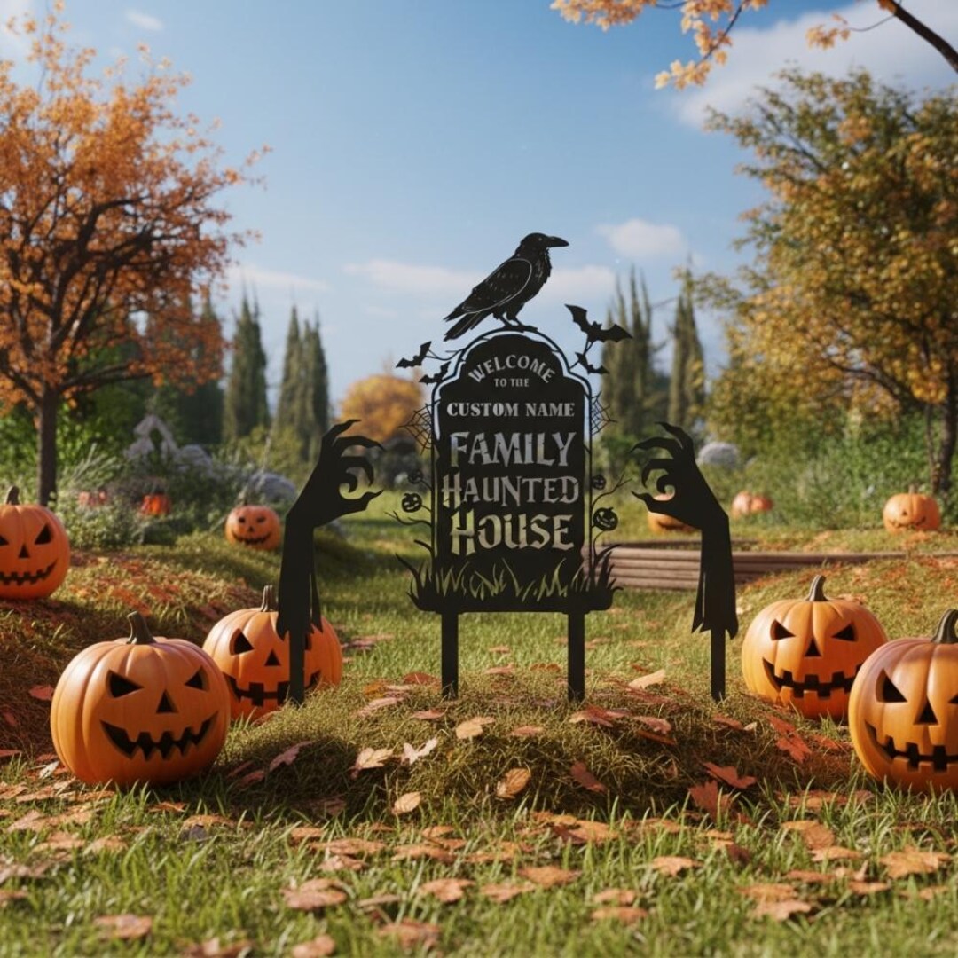 Custom Haunted House Metal Sign – Personalized Halloween Decoration for ...