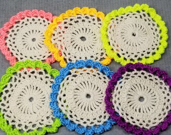 25 Natural Mini Crochet Doilies Mix, Small Flower Doily Pieces, Tiny ...