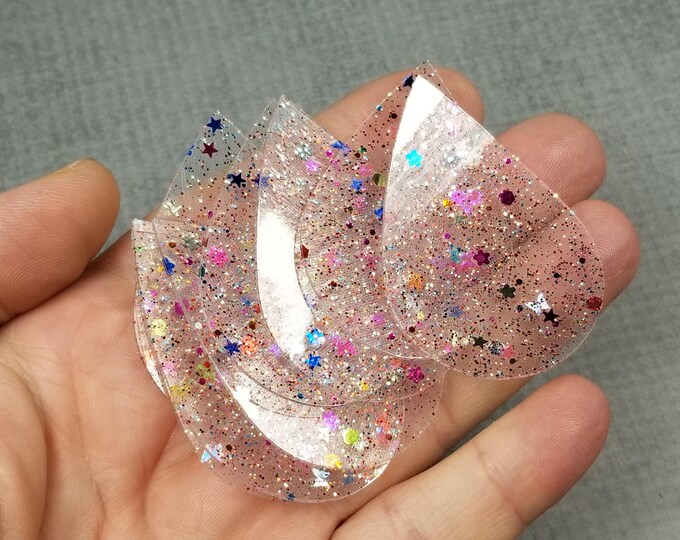 Clear Glitter Teardrops for Earrings, Plastic Teardrop Shapes With ...