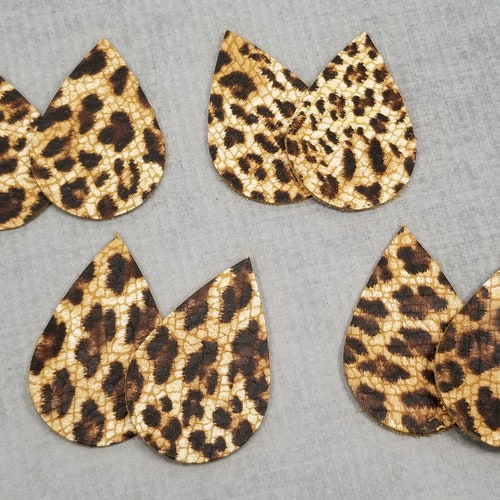 8 Leopard Print Leather Teardrops Large Size Tear Drops 4 | Etsy