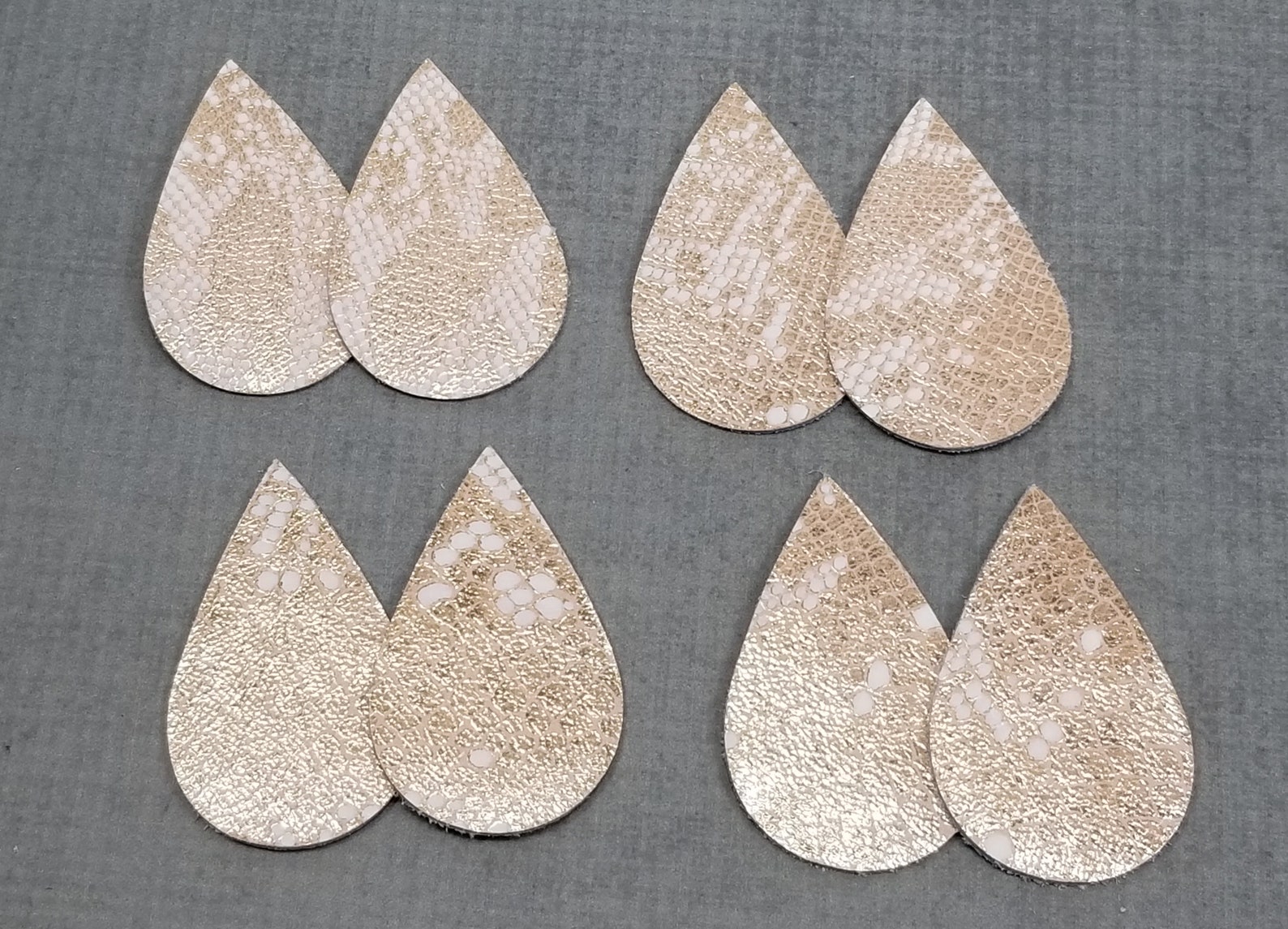 Metallic Rose Gold Snake Print Leather Teardrops, Snakeskin Pattern, 4 ...