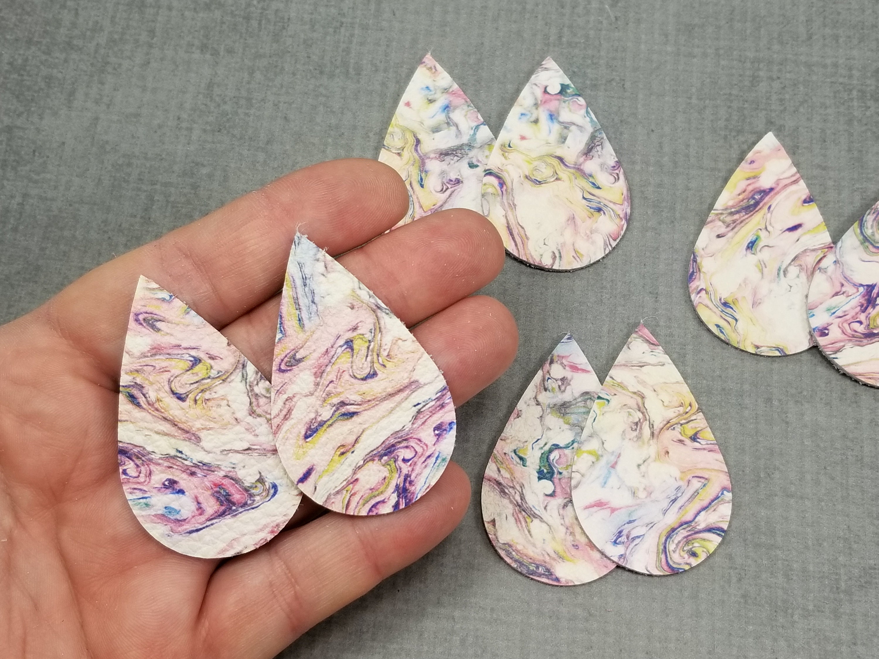 Pretty Marble Swirl Pattern GENUINE Leather Teardrops 4 | Etsy