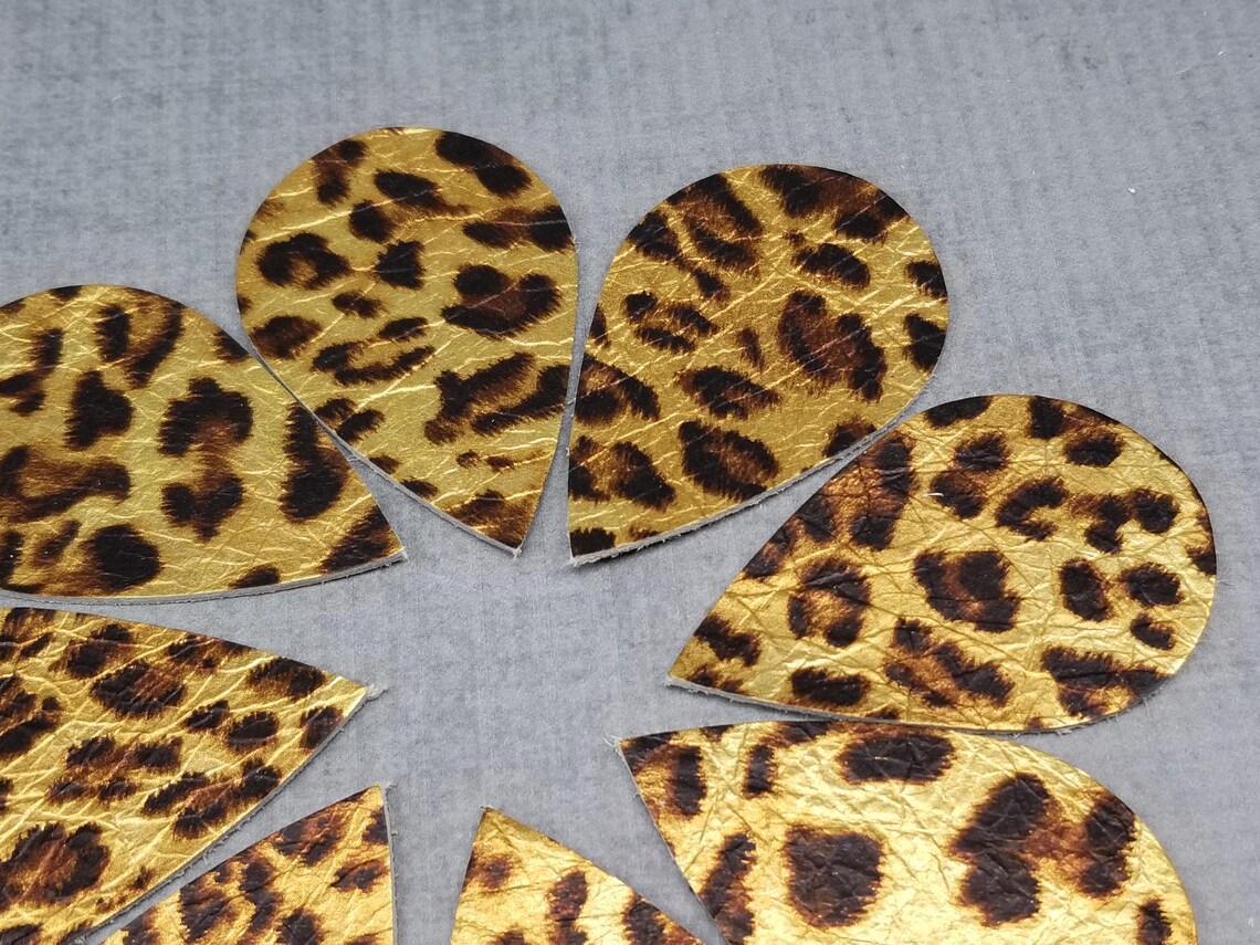 Metallic Leopard Print Leather Teardrops 4 Pairs of Leopard | Etsy