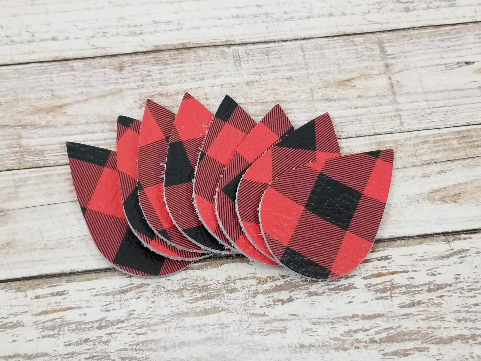 Red and Black Buffalo Plaid Leather Pieces Leather Shapes for | Etsy