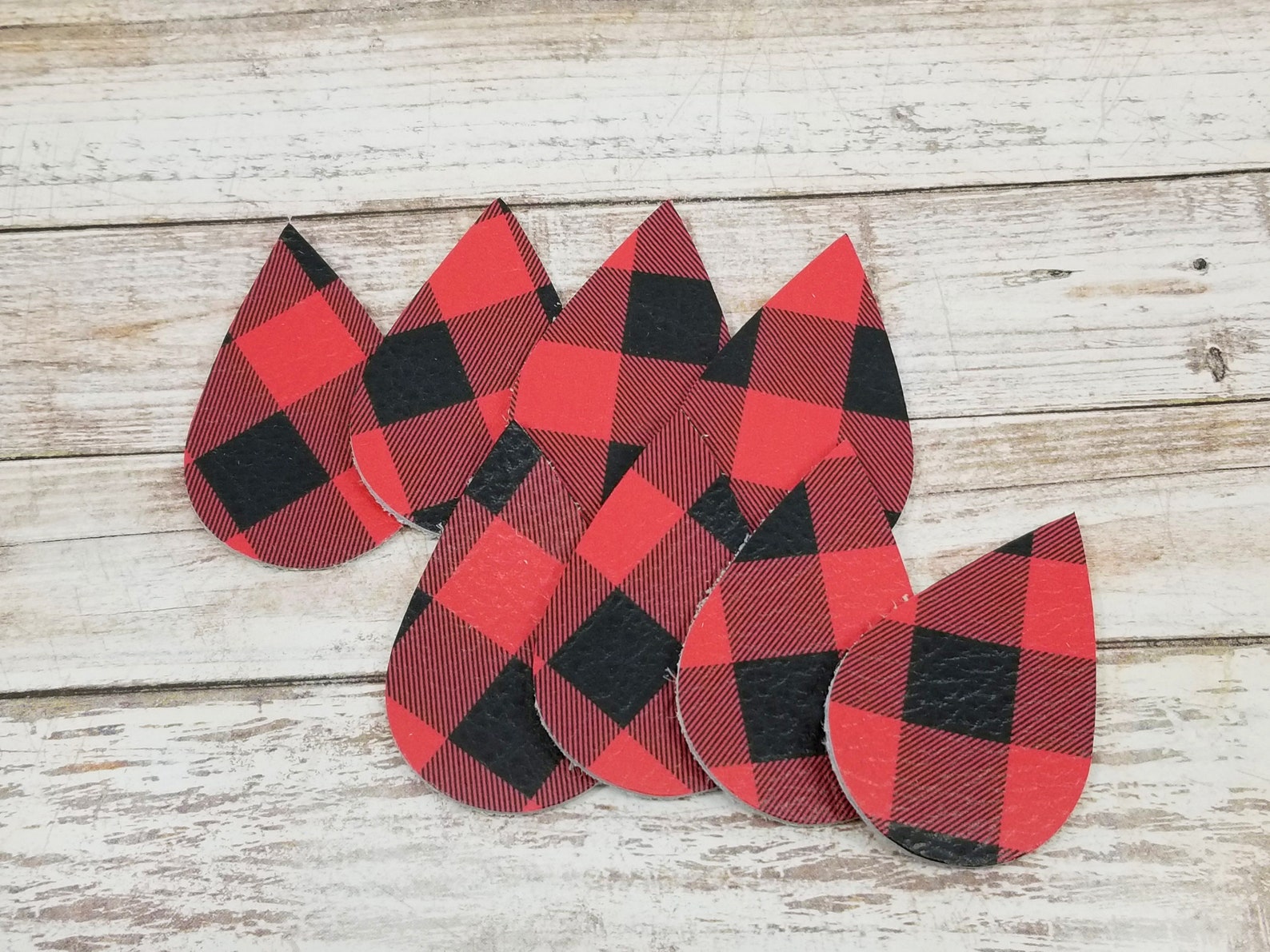 Red and Black Buffalo Plaid Leather Pieces Leather Shapes for - Etsy