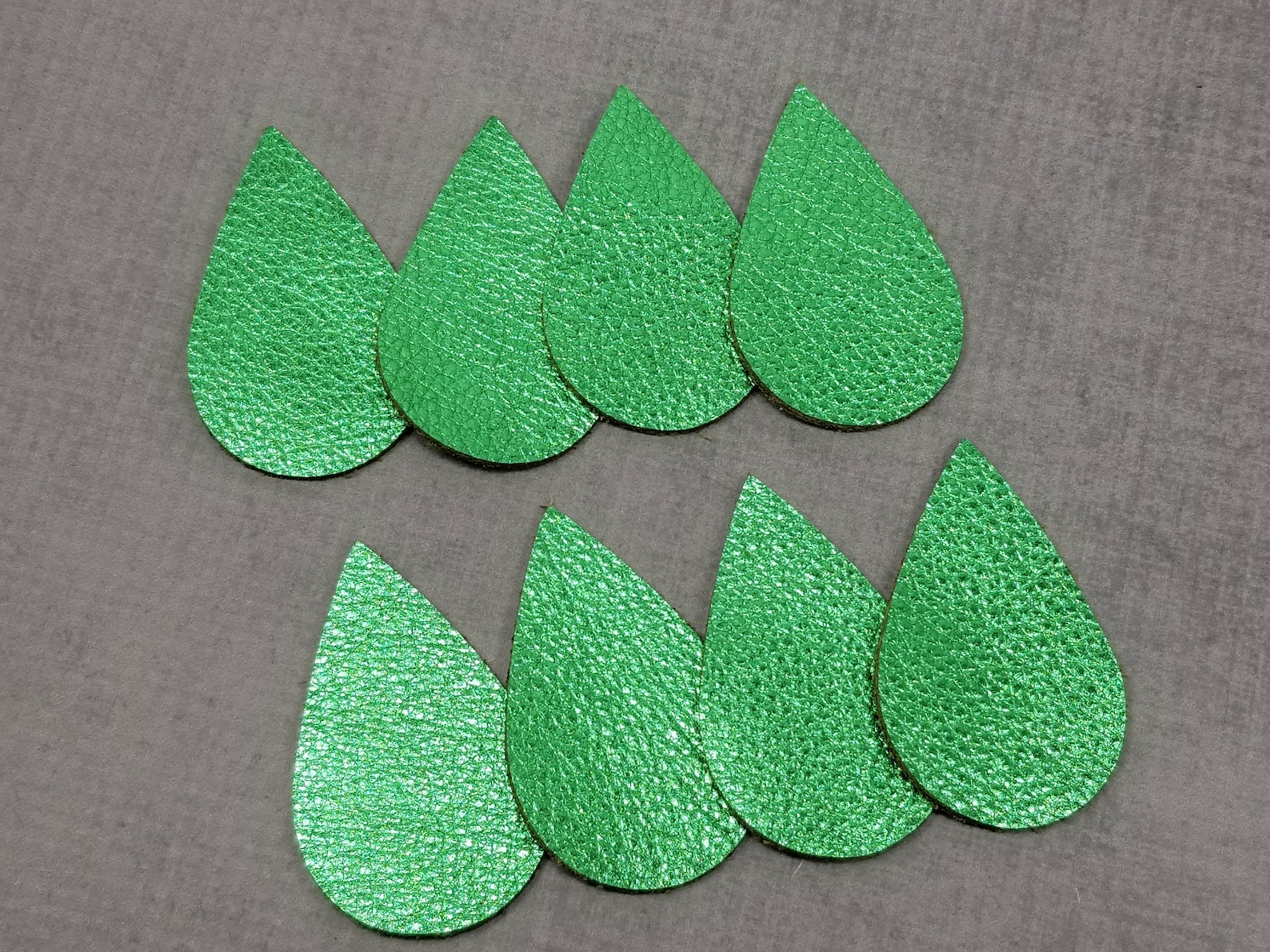 Metallic Green Teardrops Textured Leather Teardrops 4 Pairs - Etsy