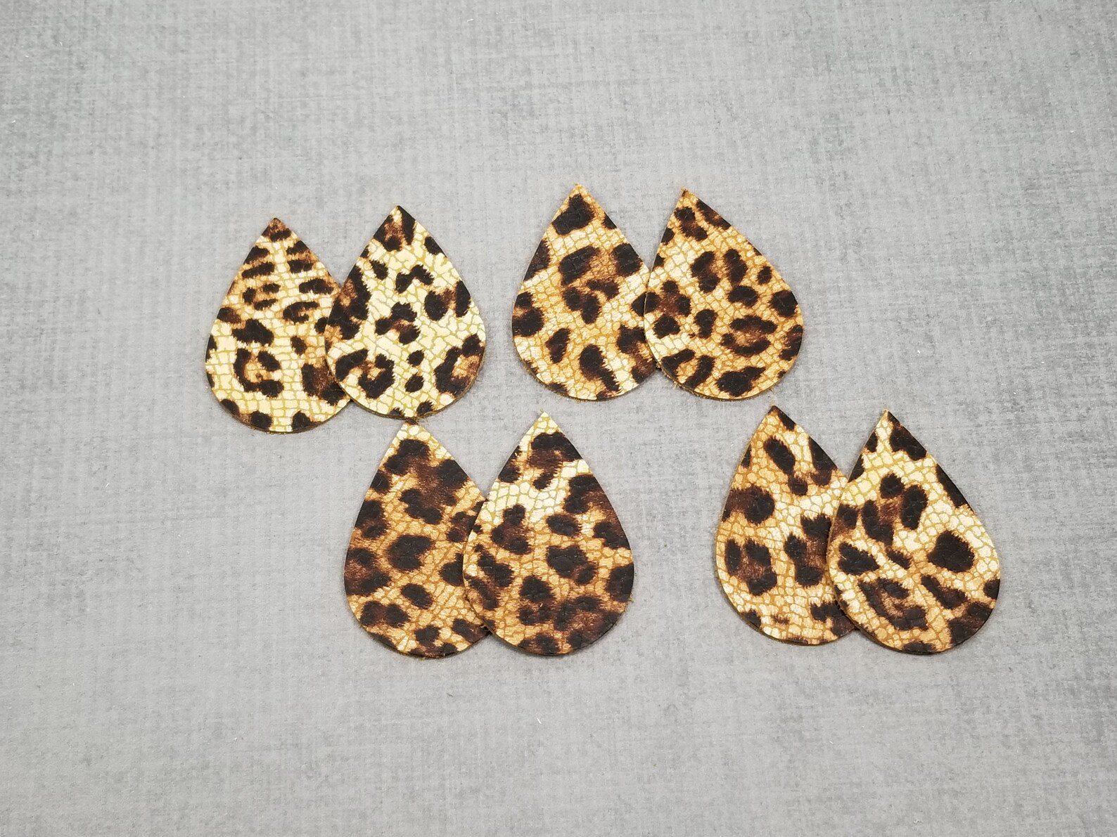 8 Leopard Print Leather Teardrops, Large Size Tear Drops, 4 Pairs of ...