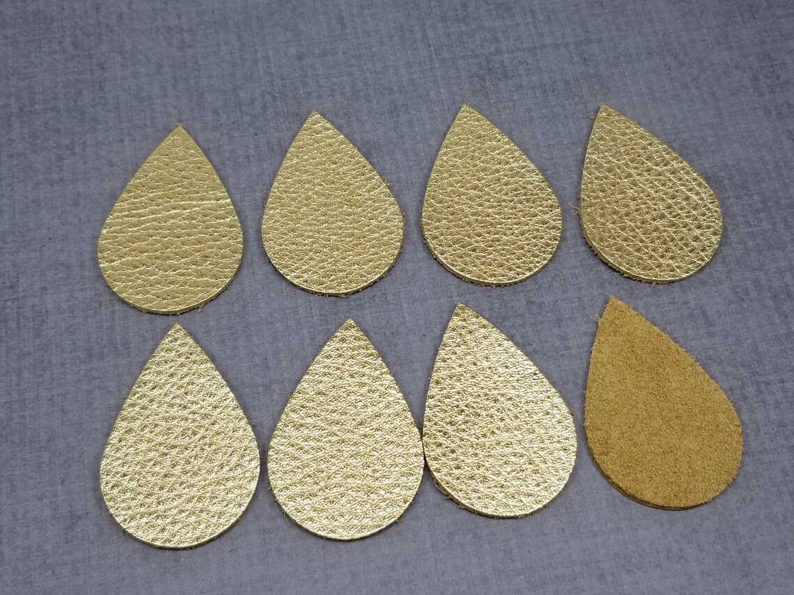 Gold Leather Teardrops 4 Pairs of Tear Drop Shaped Leather - Etsy