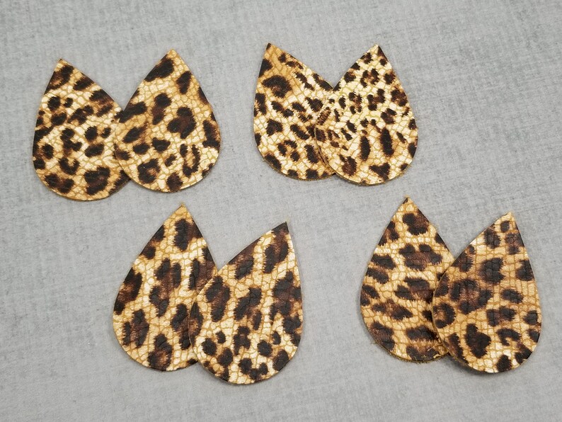 8 Leopard Print Leather Teardrops, Large Size Tear Drops, 4 Pairs of ...