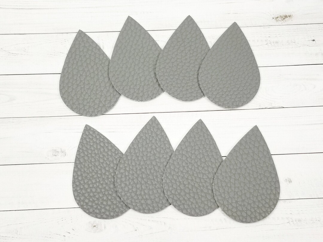 Gray Color FAUX Leather Teardrops, 4 Pairs of Tear Drop Shaped Faux ...