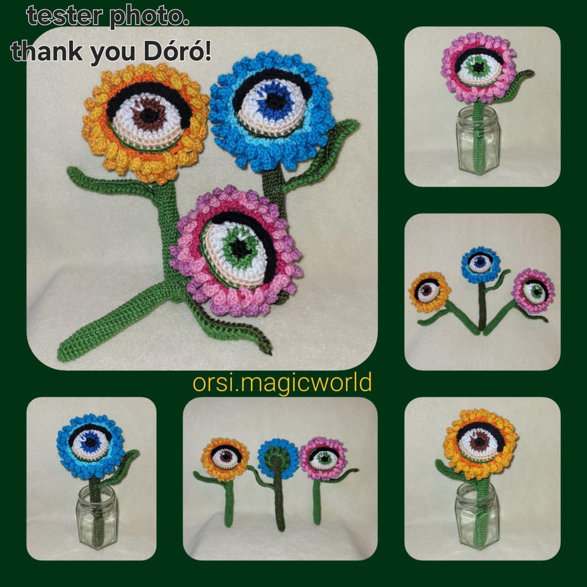 Crochet Flower With Eye Pattern, Petal Peepers, Halloween Crochet ...