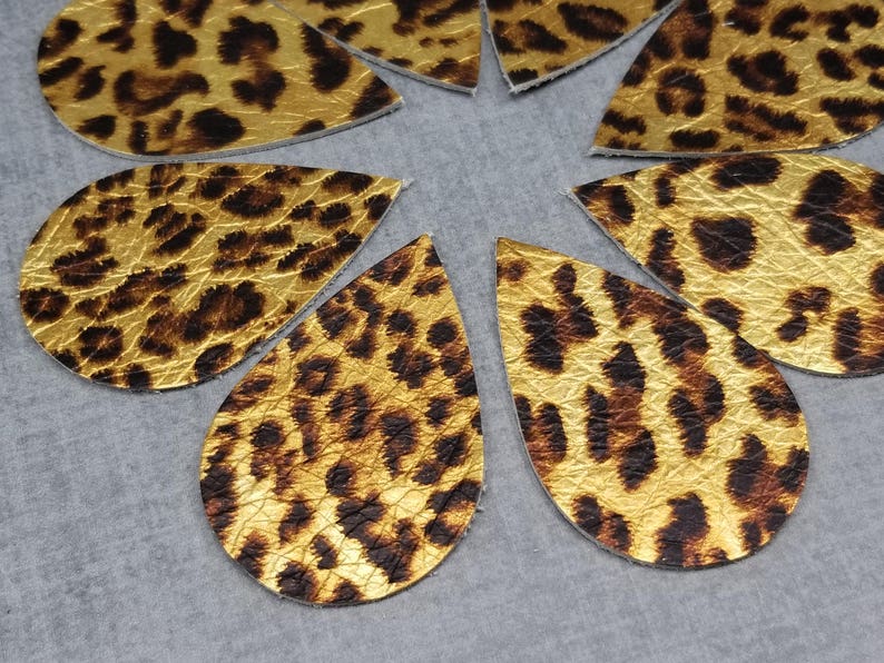 Metallic Leopard Print Leather Teardrops 4 Pairs of Leopard - Etsy