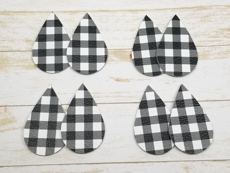 Smaller Checks Black and White Buffalo Check Leather Pieces - Etsy