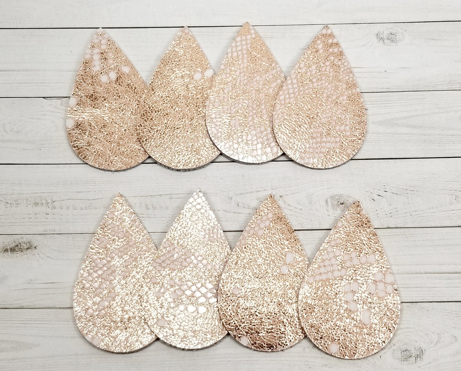 Metallic Rose Gold Snake Print Leather Teardrops, Snakeskin Pattern, 4 ...