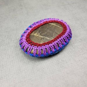 Mandala Stone, Crocheted Stone, Hand Crocheted Polished Rock, Colorful ...