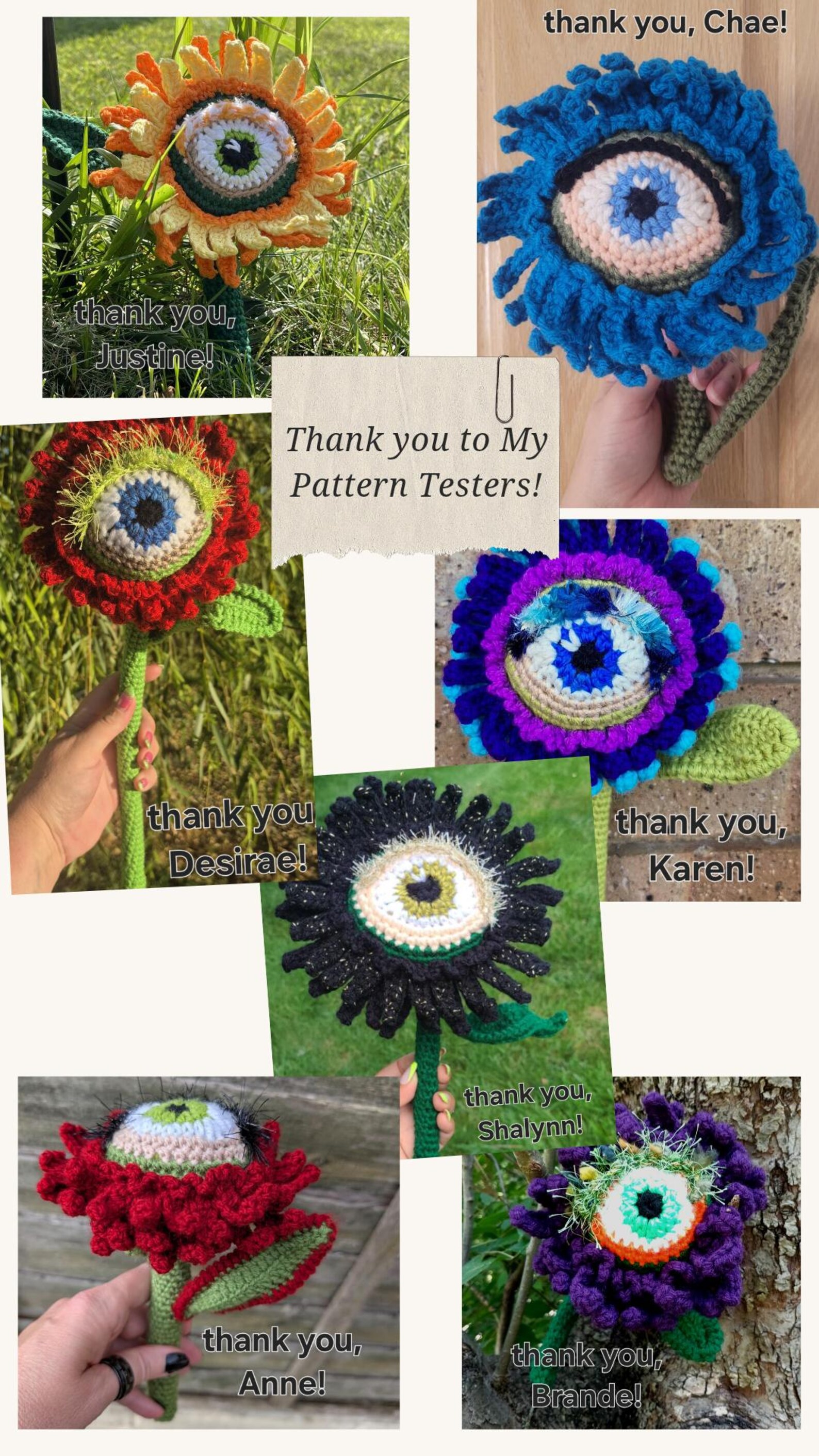 Crochet Flower With Eye Pattern, Petal Peepers, Halloween Crochet ...