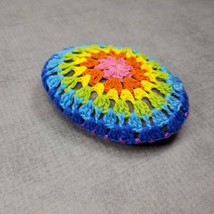 Mandala Stone, Crocheted Stone, Hand Crocheted Polished Rock, Colorful ...
