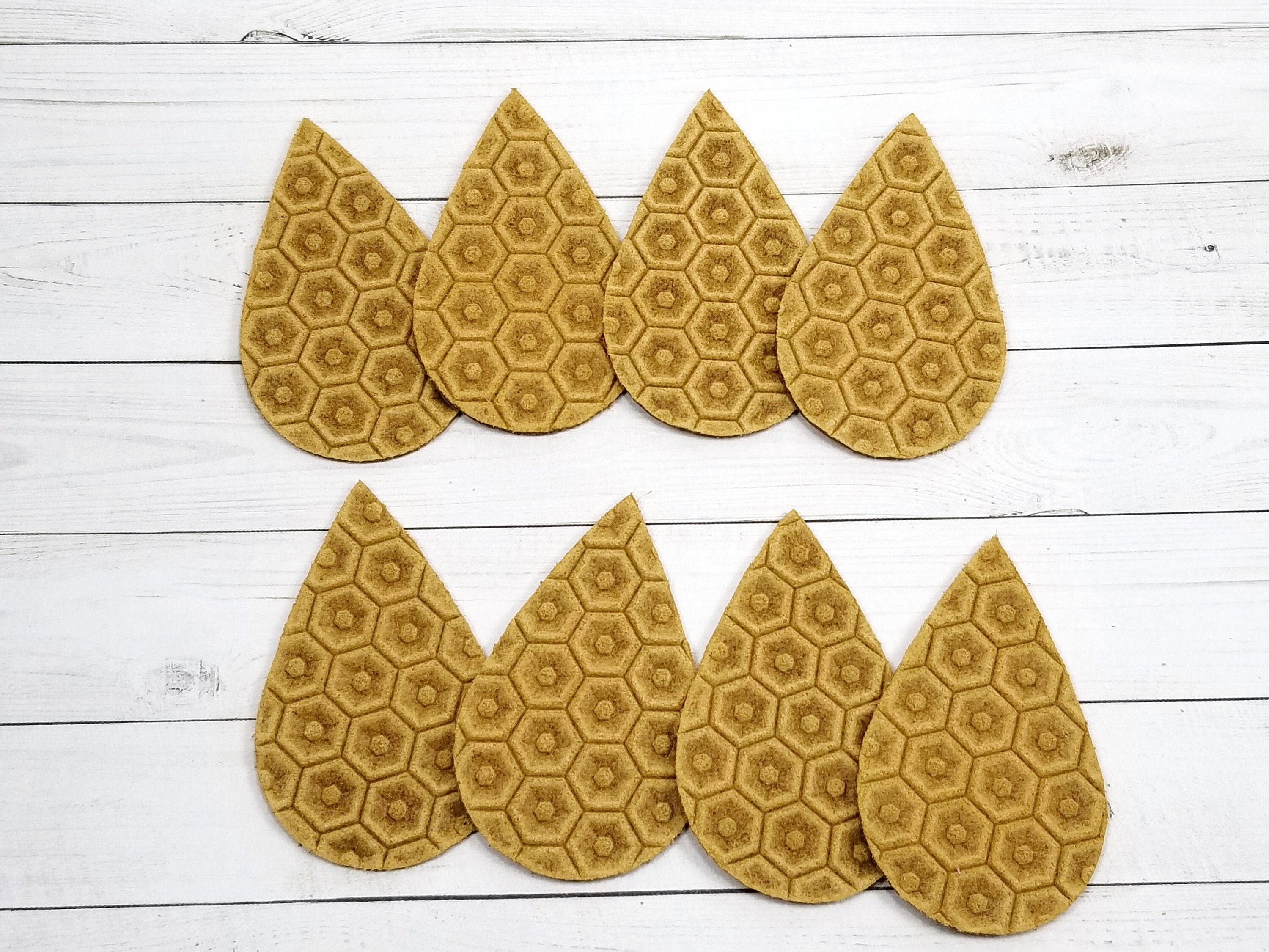 Tan Honeycomb Embossed Teardrops Genuine leather teardrops 4 | Etsy