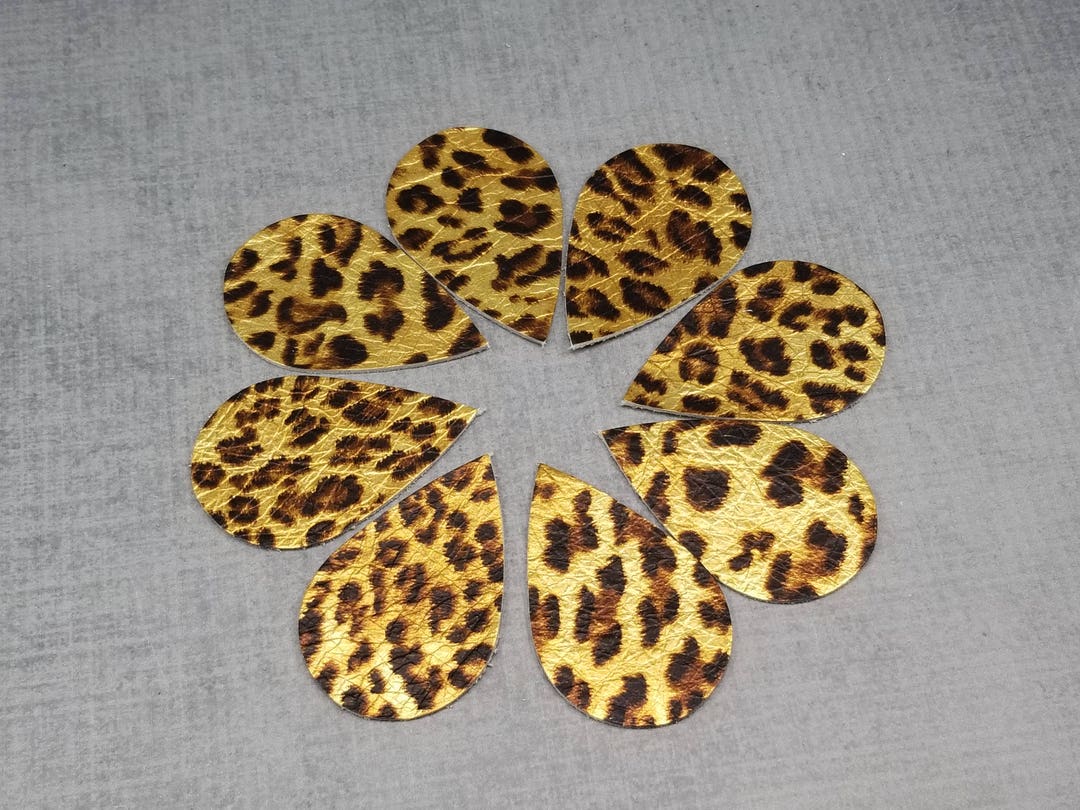Metallic Leopard Print Leather Teardrops, 4 Pairs of Leopard Print With ...