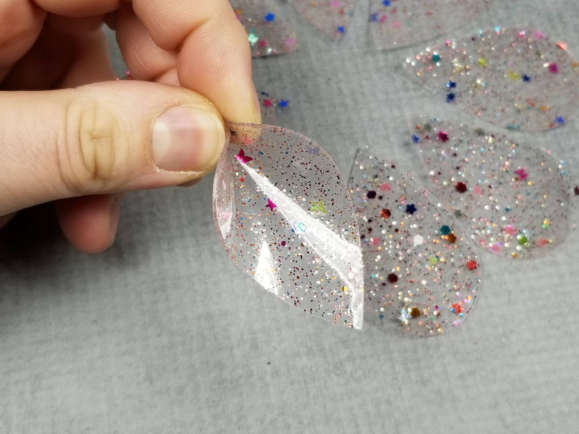 Clear Glitter Teardrops for Earrings Plastic Teardrop Shapes - Etsy