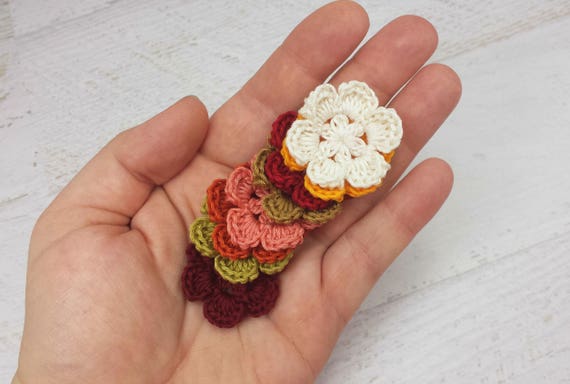 Crochet Flower Embellishments Set of 8 Hand Crocheted