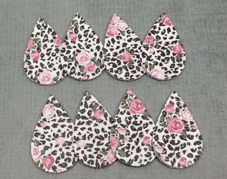 Leopard and Roses Print Leather Teardrops Large Size Tear | Etsy
