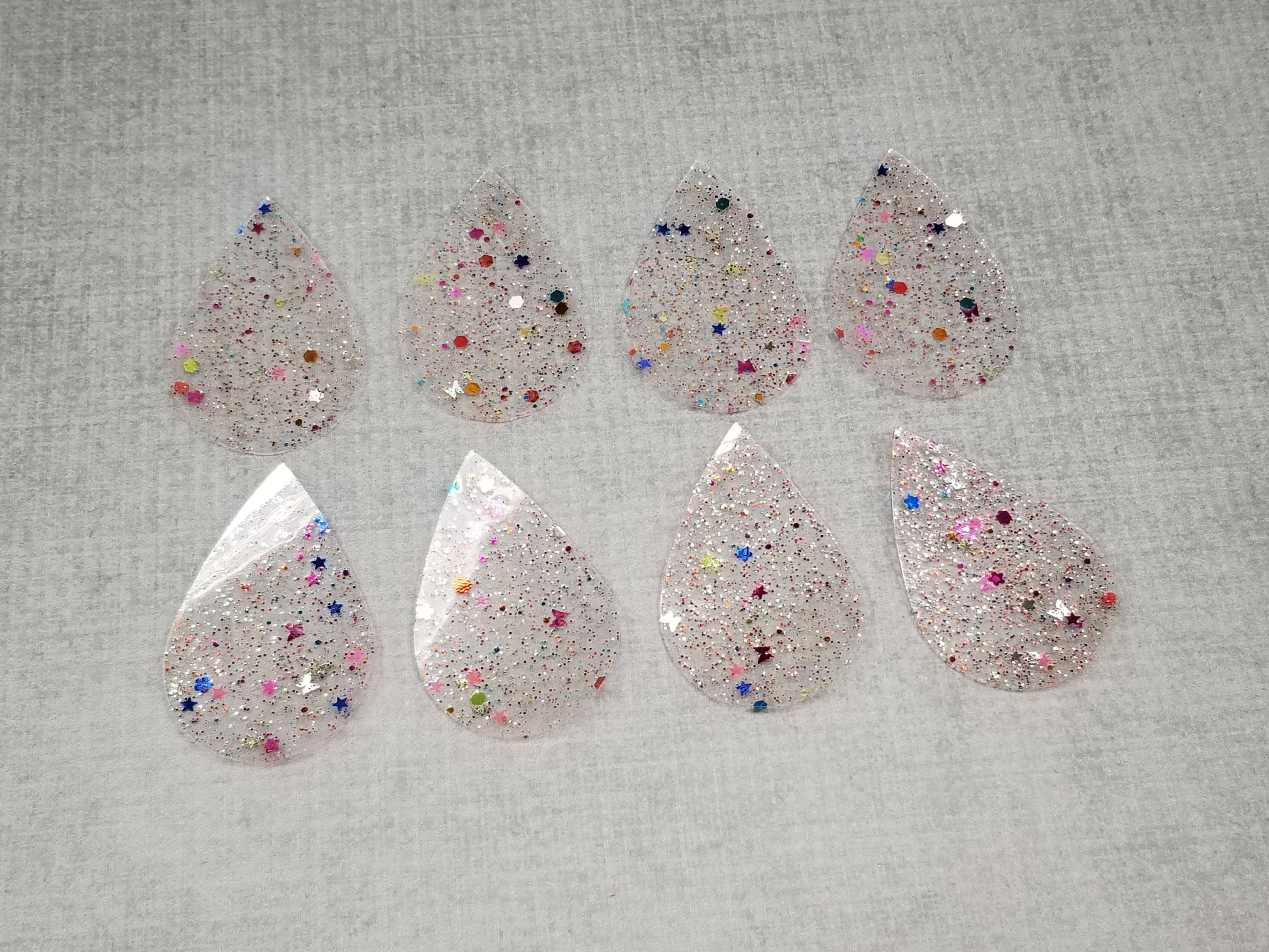 Clear Glitter Teardrops for Earrings Plastic Teardrop Shapes | Etsy