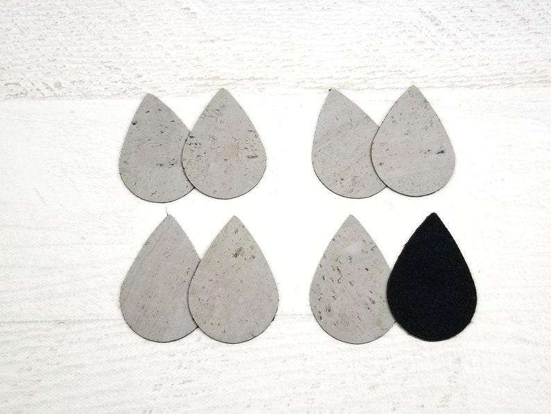 Gray Cork Teardrop Shapes for Earrings CORK Teardrops 4 | Etsy