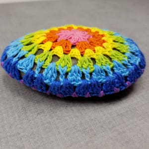Mandala Stone, Crocheted Stone, Hand Crocheted Polished Rock, Colorful ...