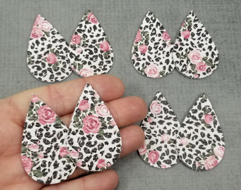 Leopard and Roses Print Leather Teardrops Large Size Tear | Etsy