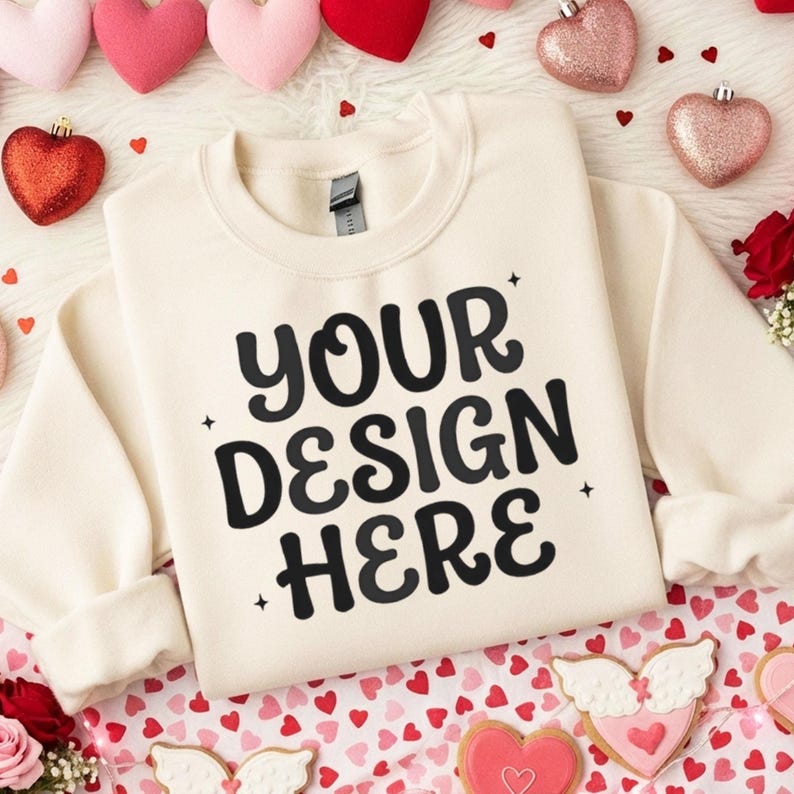 Mockup de moletom Gildan 18000 cor areia | Composição plana para o Dia ...