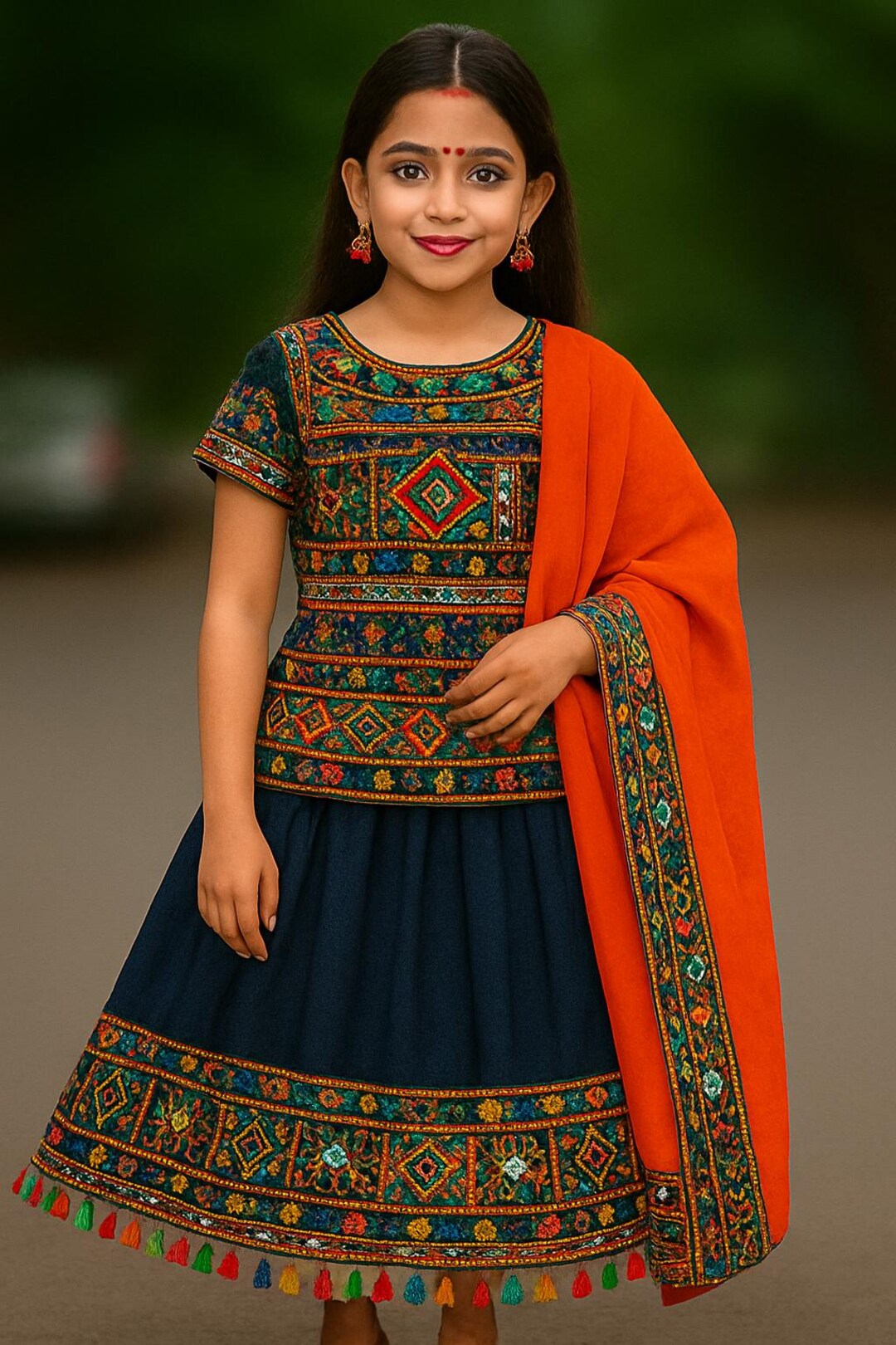 Traditional Gujarati Embroidered Lehenga Choli Set for Girls – Ethnic ...