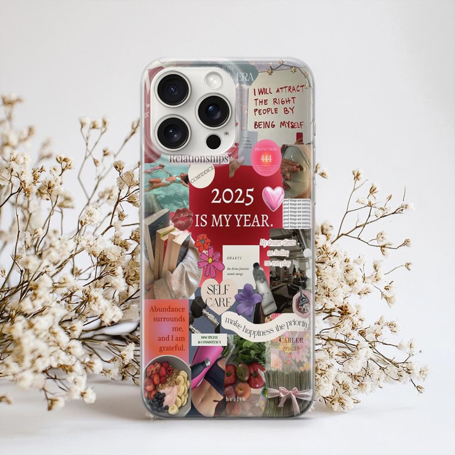 2025 Vision Board Phone Case Self Care Manifestation Collage Cover ...