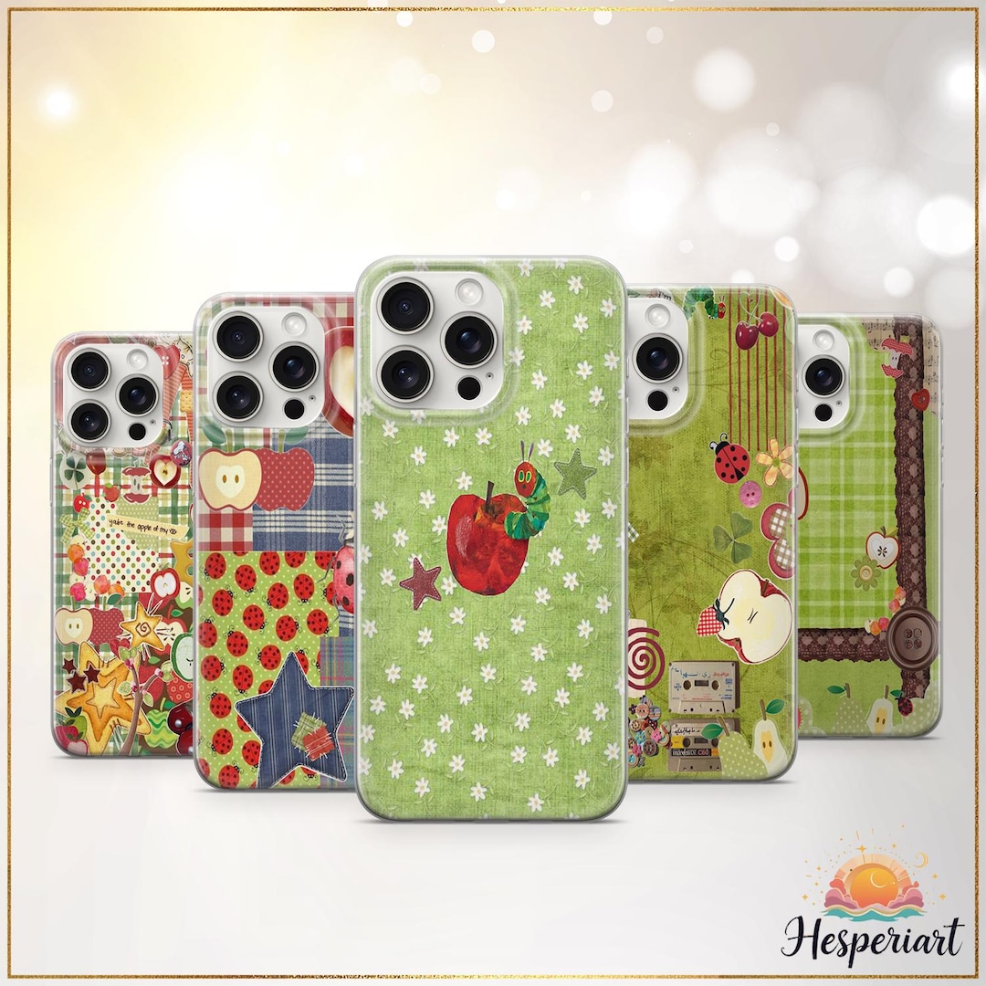 Apple Twee Phone Case Cottagecore Farmhouse Cover Retro Patchwork Green ...