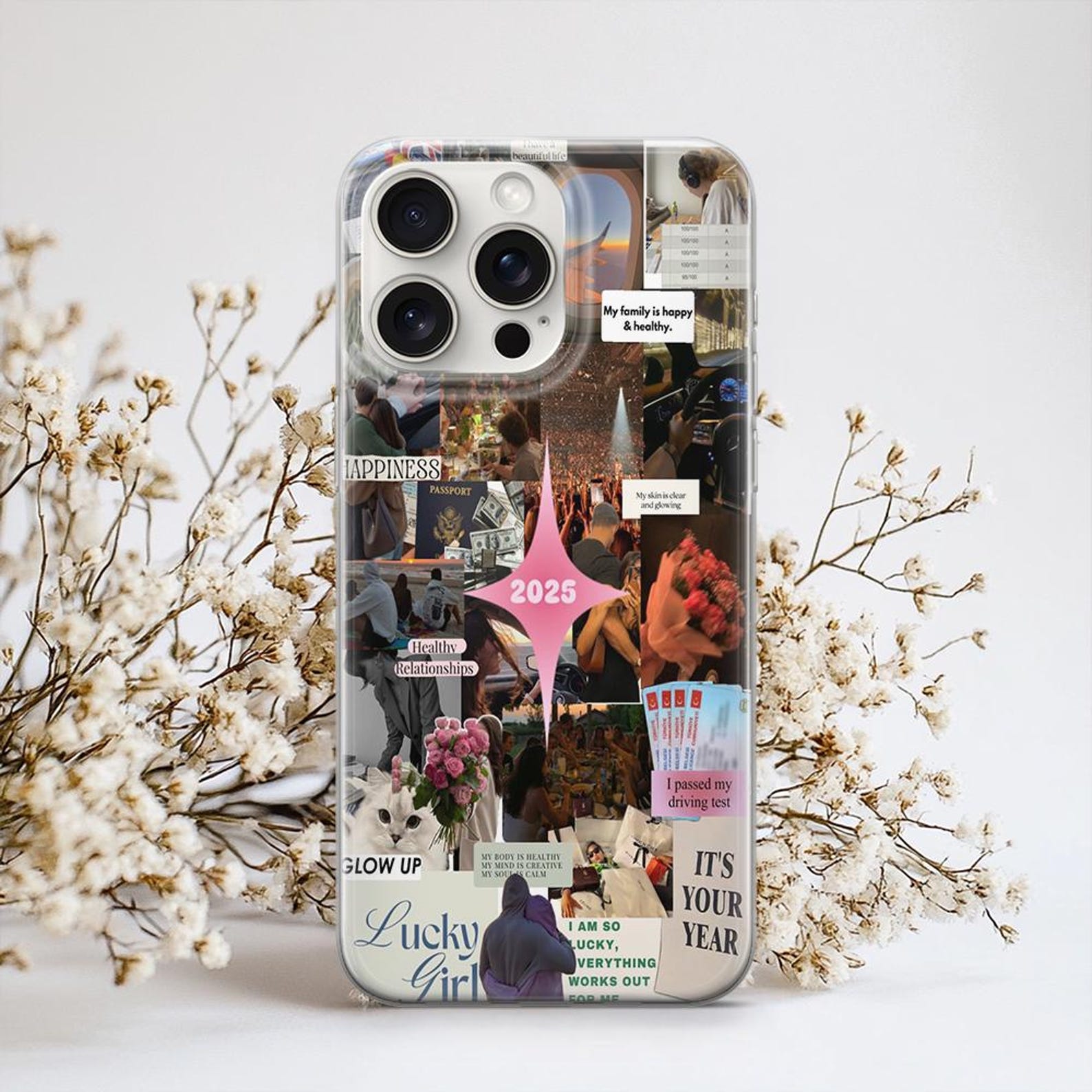 2025 Vision Board Phone Case Self Care Manifestation Collage Cover ...