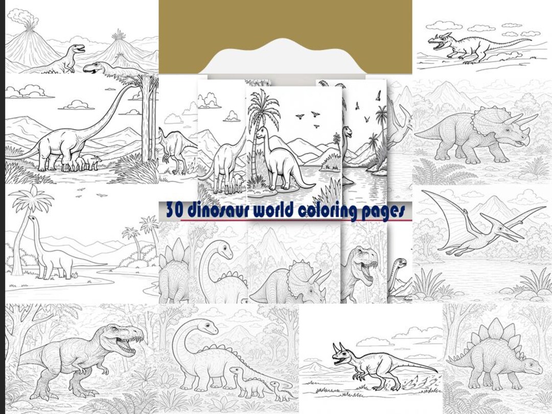 Dinosaur World Coloring - Etsy