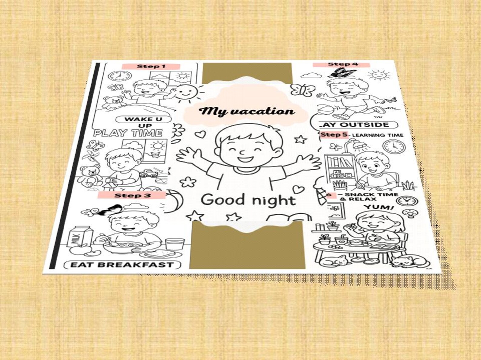 Kids Daily Schedule Coloring Pages: Educational Activity (PDF Download ...