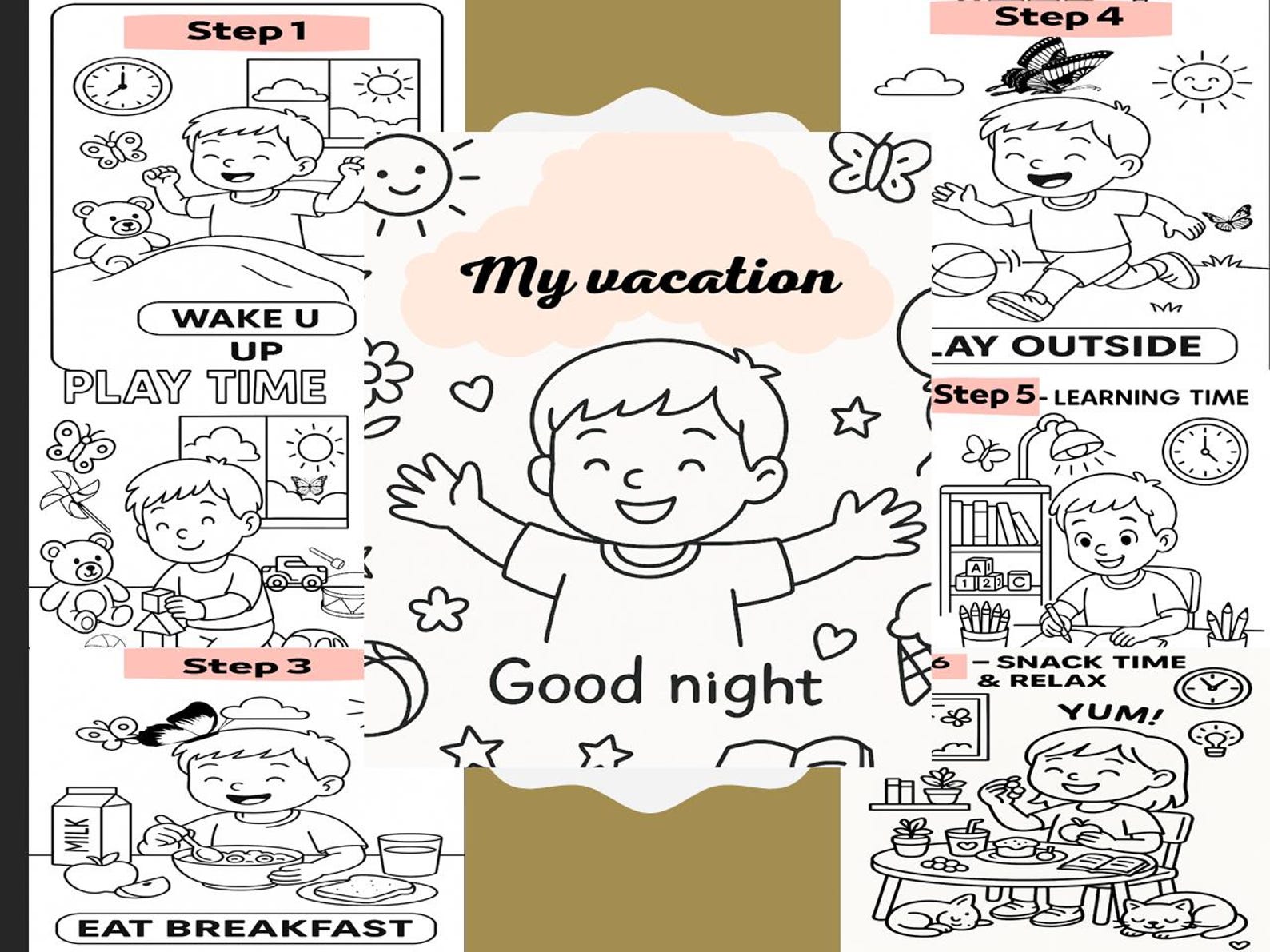 Kids Daily Schedule Coloring Pages: Educational Activity (PDF Download ...