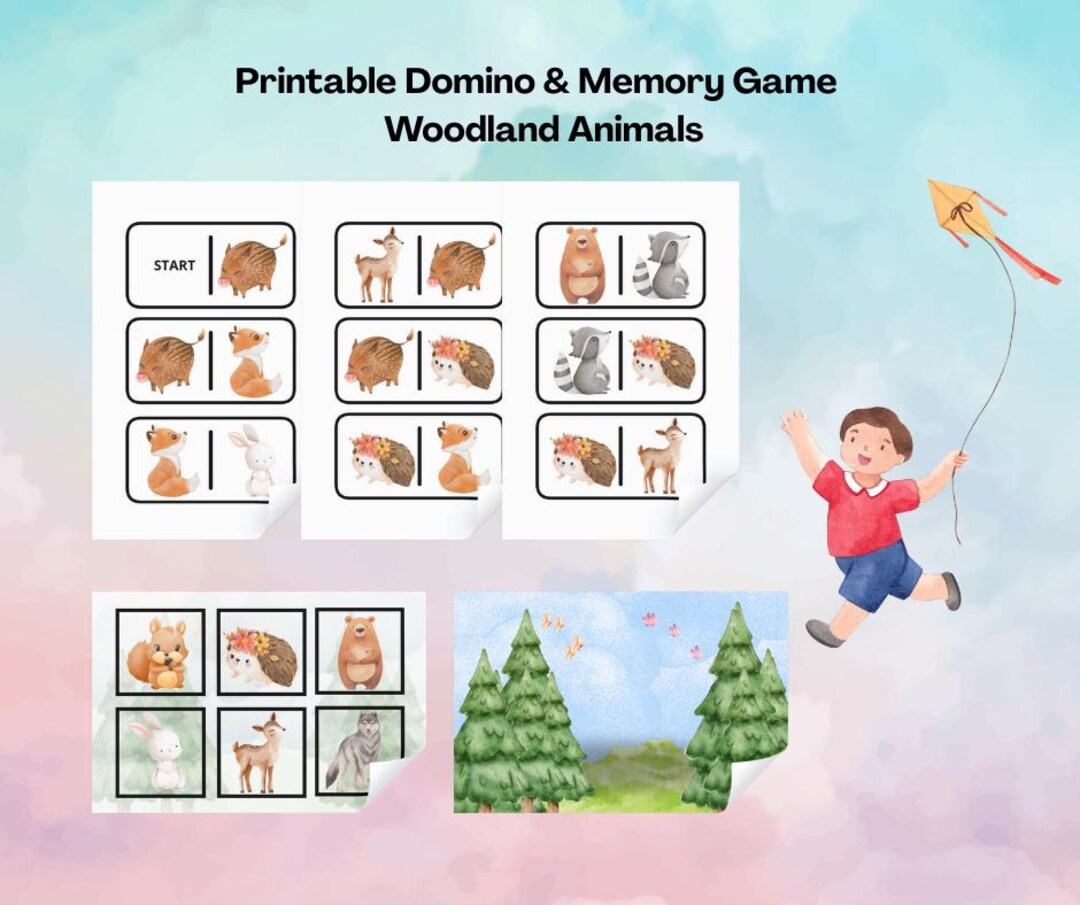 Forest Animals Domino & Memory Game – Printable Educational Game for ...