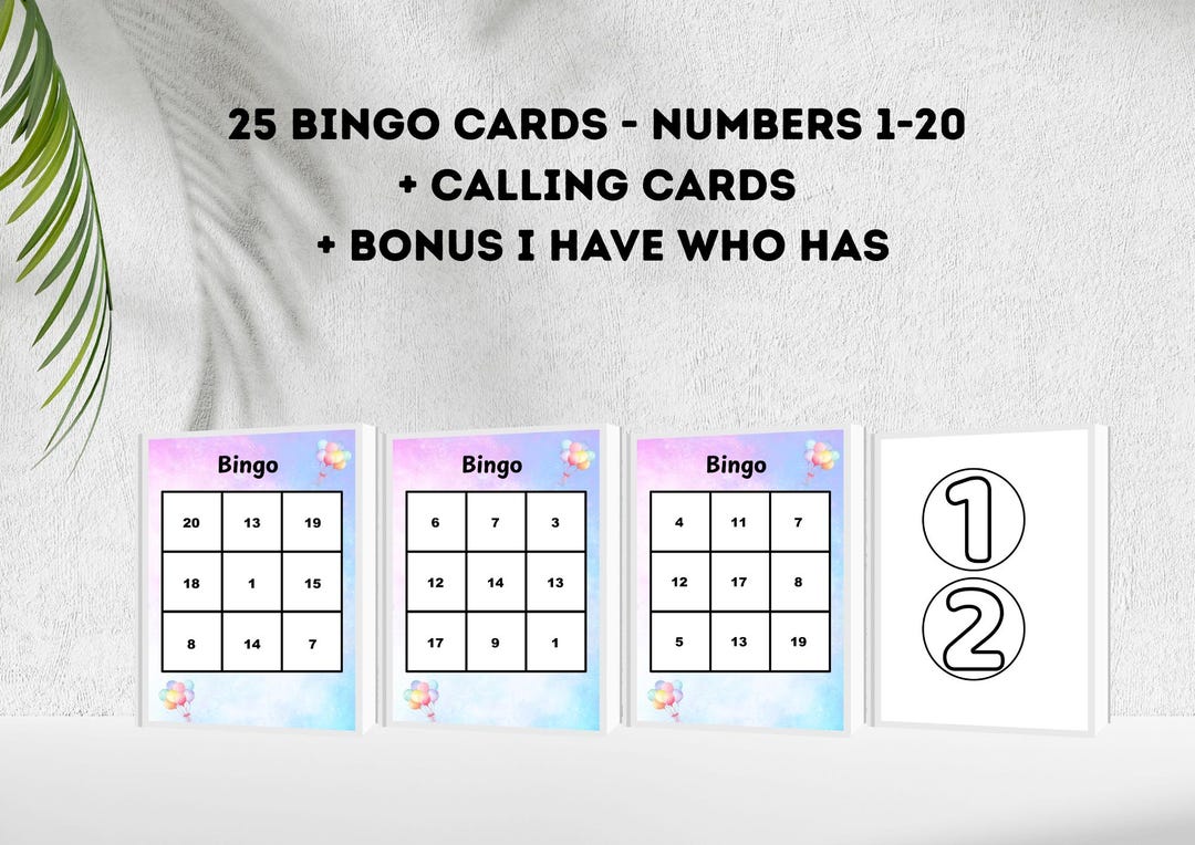 Number Bingo 1–20 | Printable Math Game | 25 Bingo Cards + Calling ...