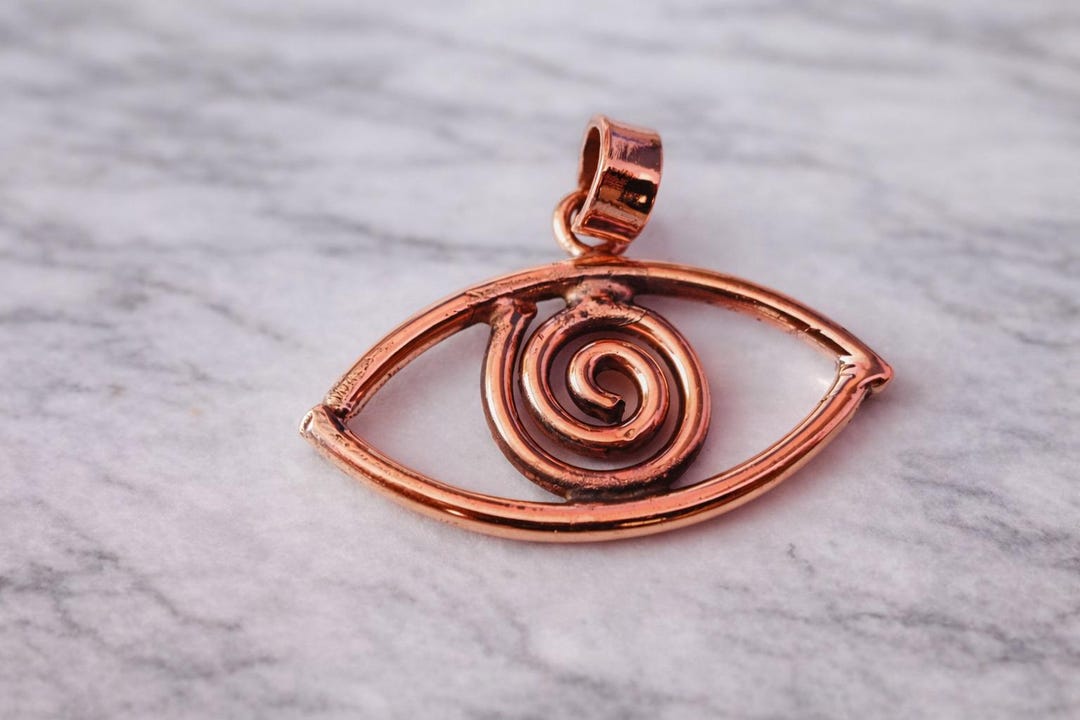 Handcrafted Copper Evil Eye Pendant – Spiral Amulet Necklace - Etsy