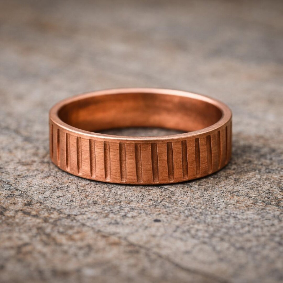 Handmade Copper Ring Band | Minimalist Industrial Cutout Design - Etsy